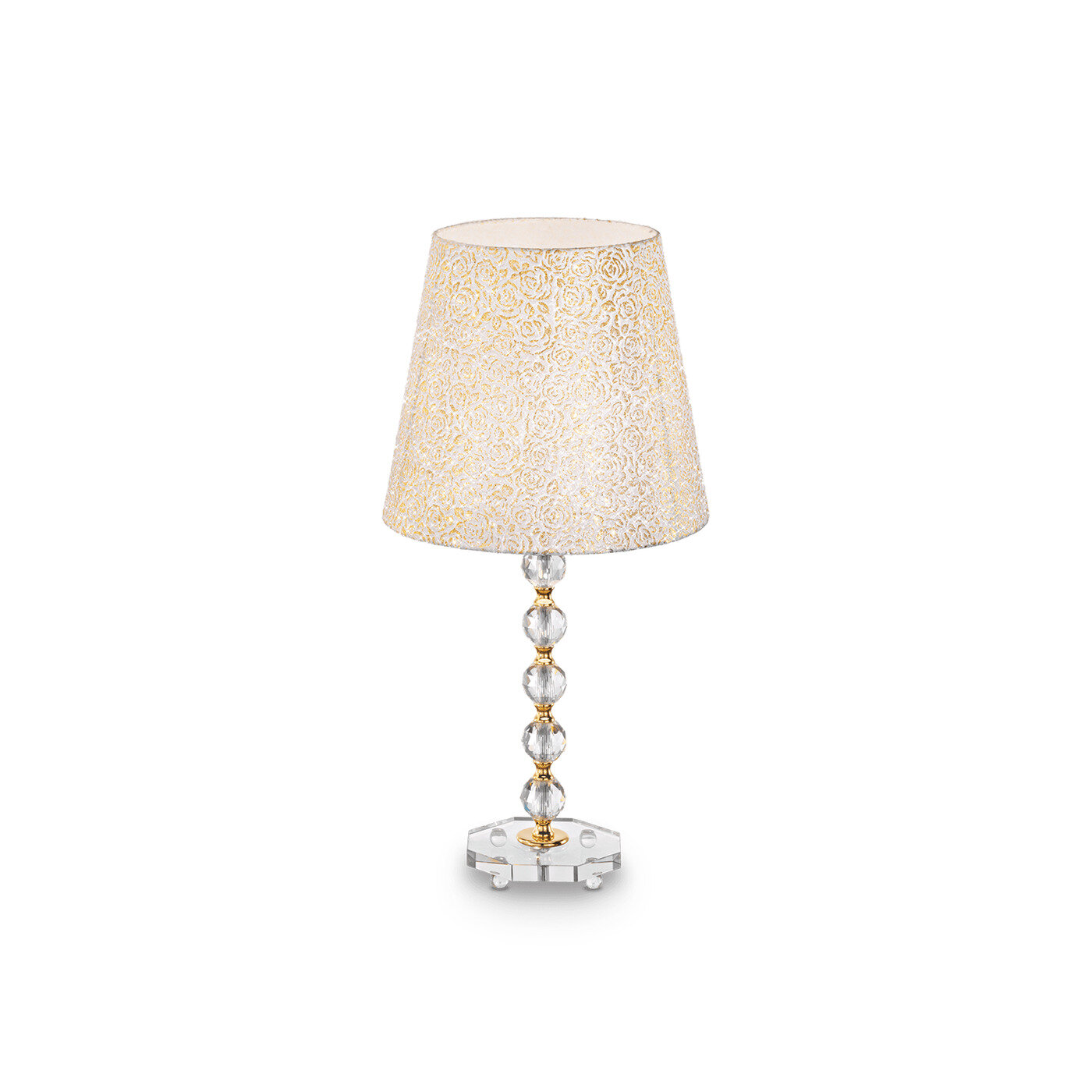 Лампа настольная ideal lux Queen TL1 Big макс.1х60Вт IP20 Е27 230В Золото Металл/Хрусталь/ПВХ/Ткань Выключатель Без лампы 077758.