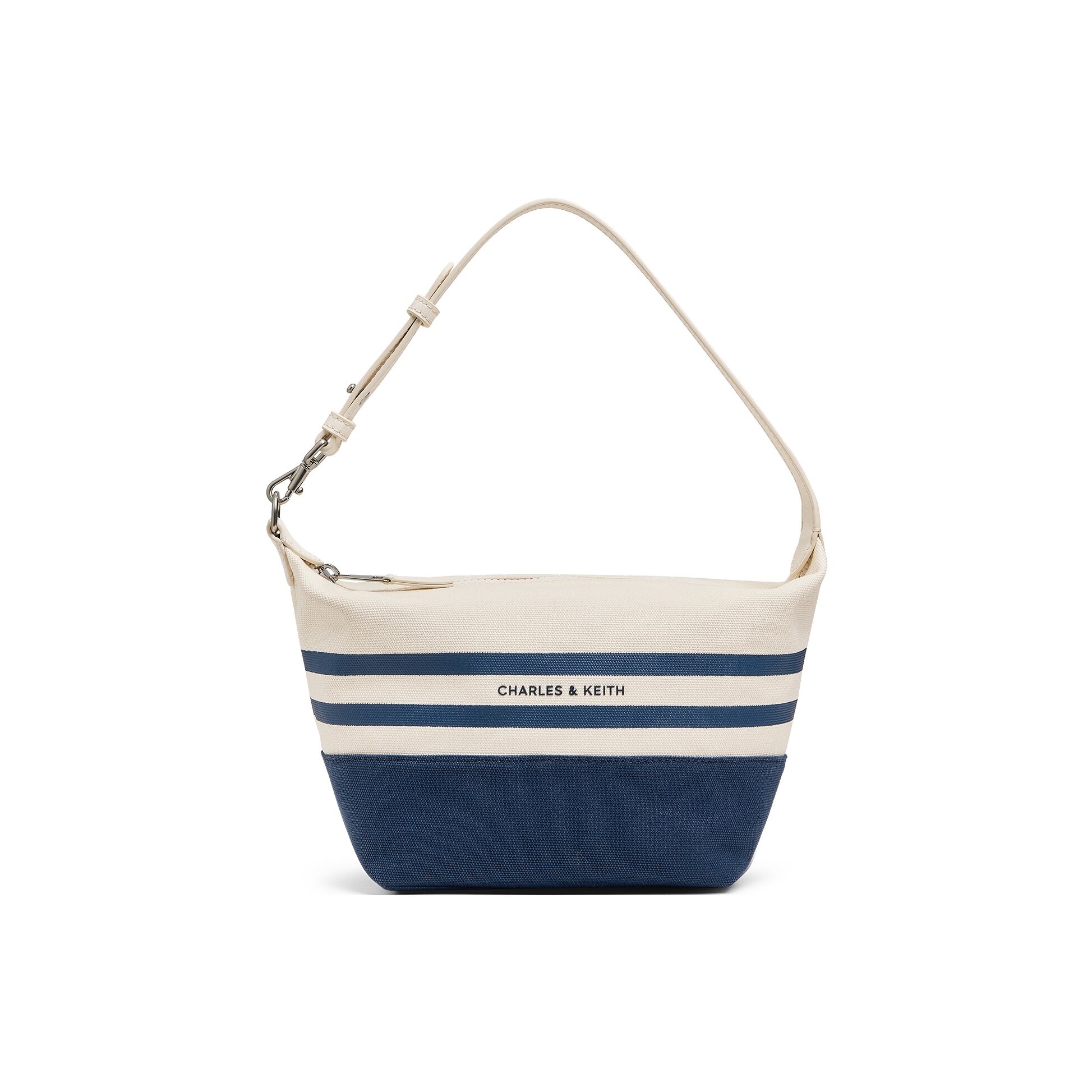 Сумка CHARLES & KEITH, фактура пэчворк, бежевый/синий — фото 1
