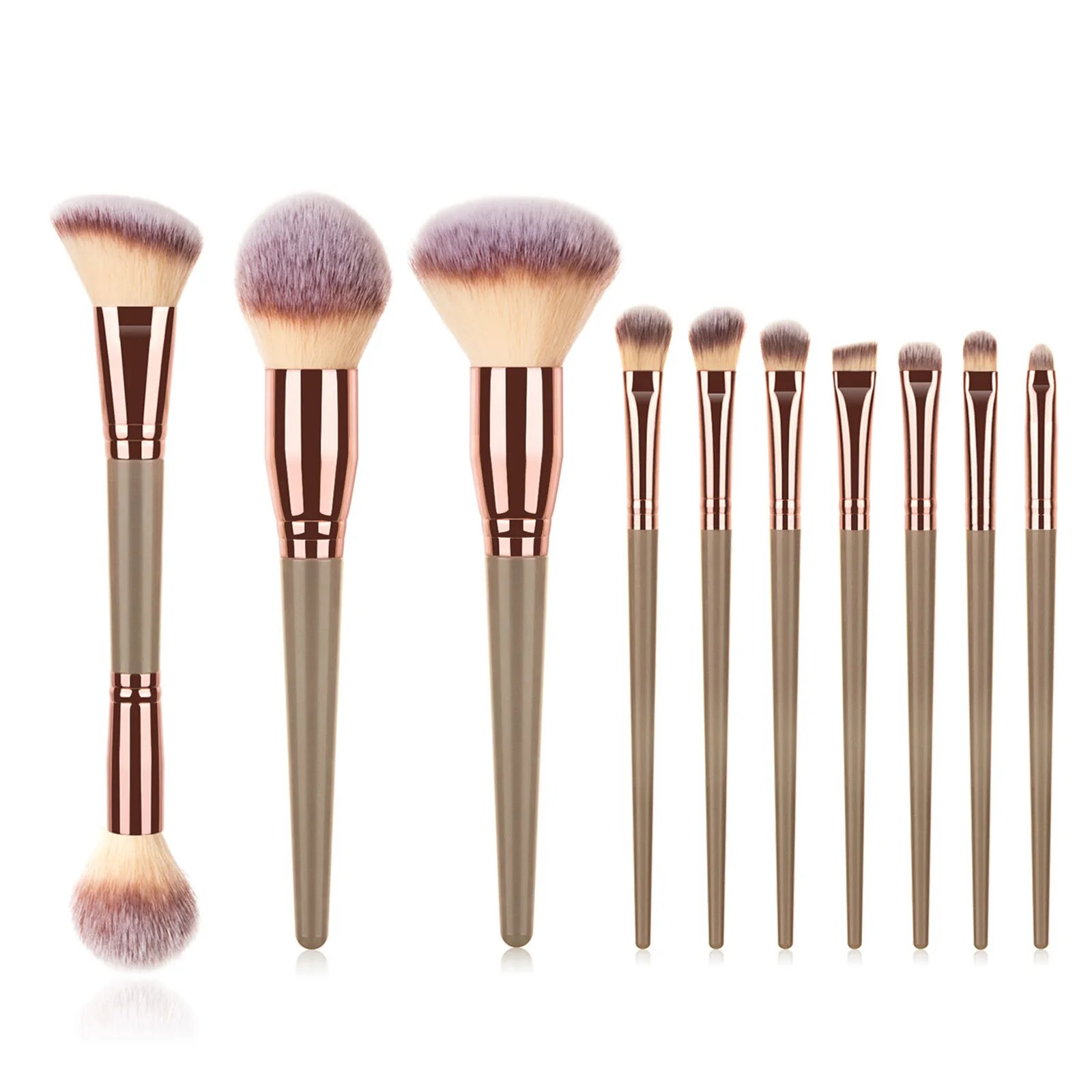 Набор кистей для макияжа из натурального ворса 10/15 шт. черные 10pcs brown