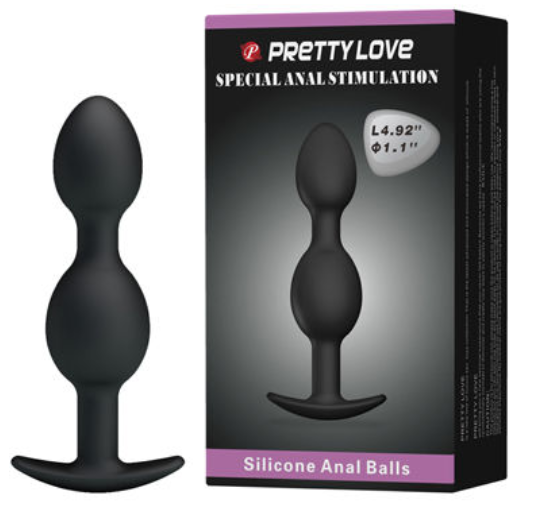 23354 Baile Pretty Love Silicone Anal Balls, черные. Анальные шарики
