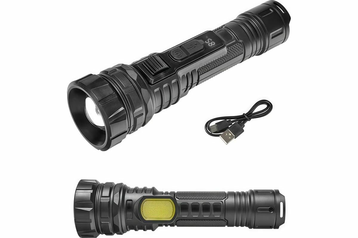 Фонарь аккумуляторный Focusray 1347 акб18650 1200 mAh , ZOOM, 200 люмен, Жк дисплей, USB кабель 890606
