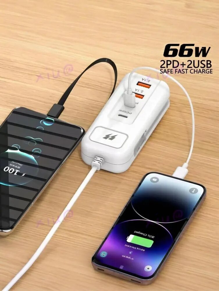 Удлинитель сетевой, с 2 USB + 2 PD розетки — фото 1