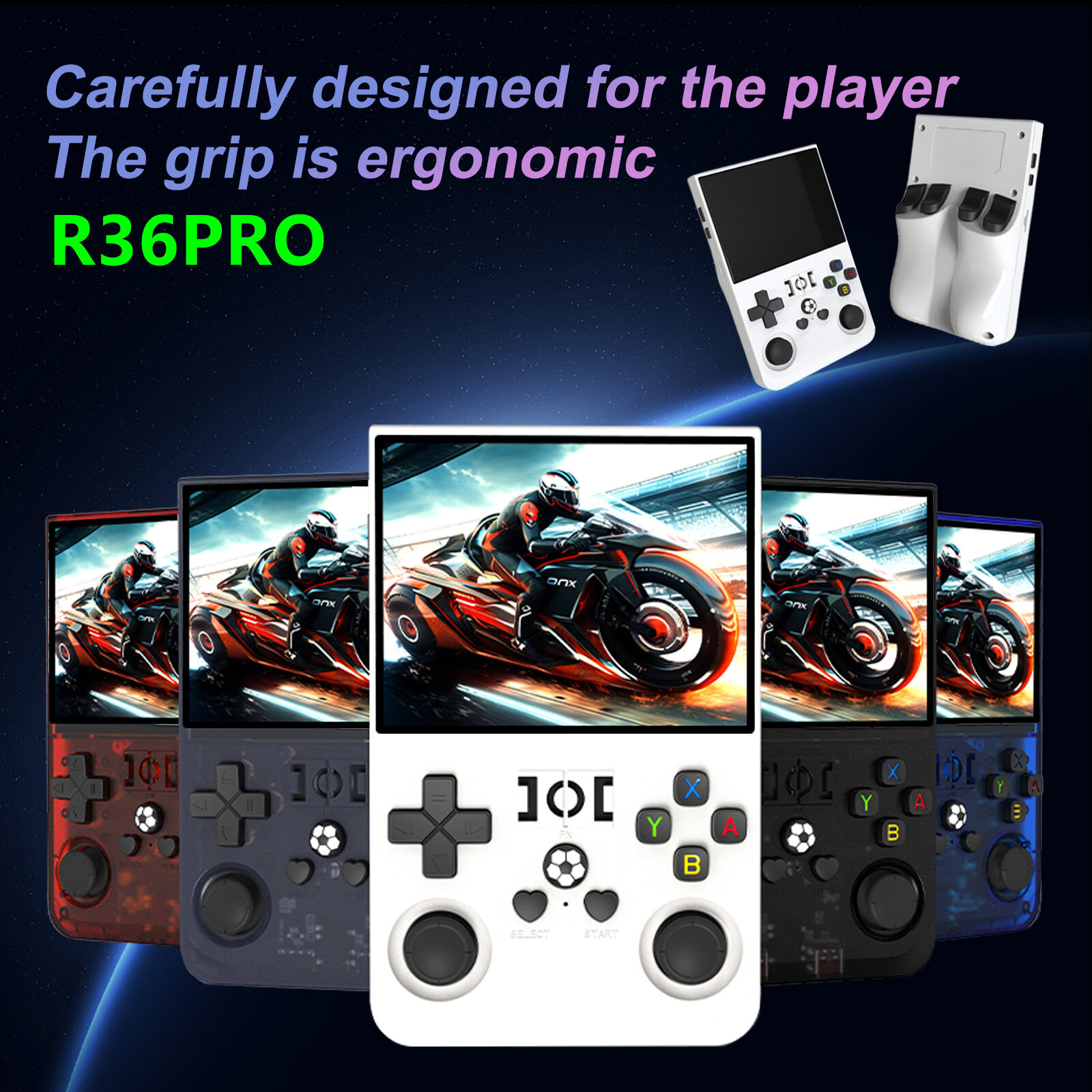 R36PRO Портативная игровая консоль 64 ГБ английская версия черный полупрозрачный портативная ретро эмулятор PSP GBA
