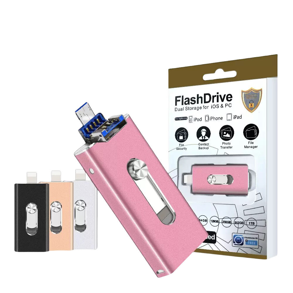 Высокоскоростной флеш-накопитель USB 3.0 для iPhone и Android, 128 ГБ, розовый цвет - надежная передача данных для