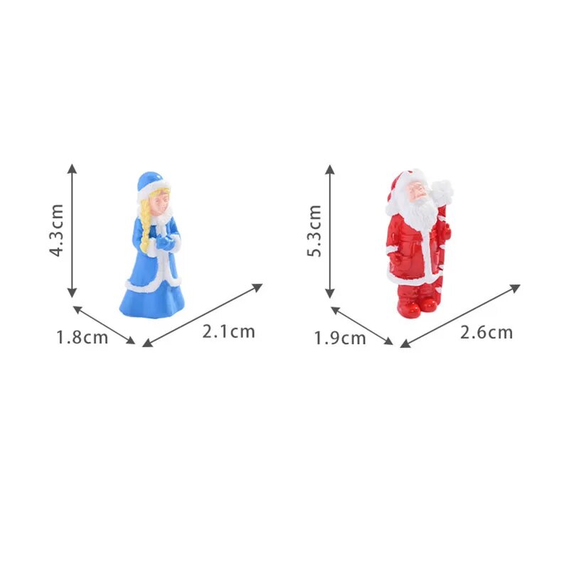 Миниатюрные фигурки Дед Мороз и Снегурочка из смолы MOVING FOREST 2 шт Santa Claus Girl