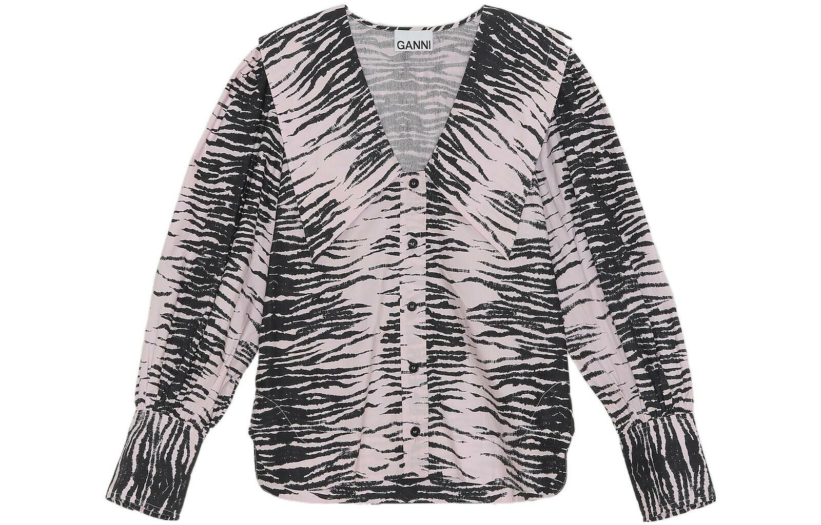 Рубашка GANNI Printed Cotton Poplin 'Light'