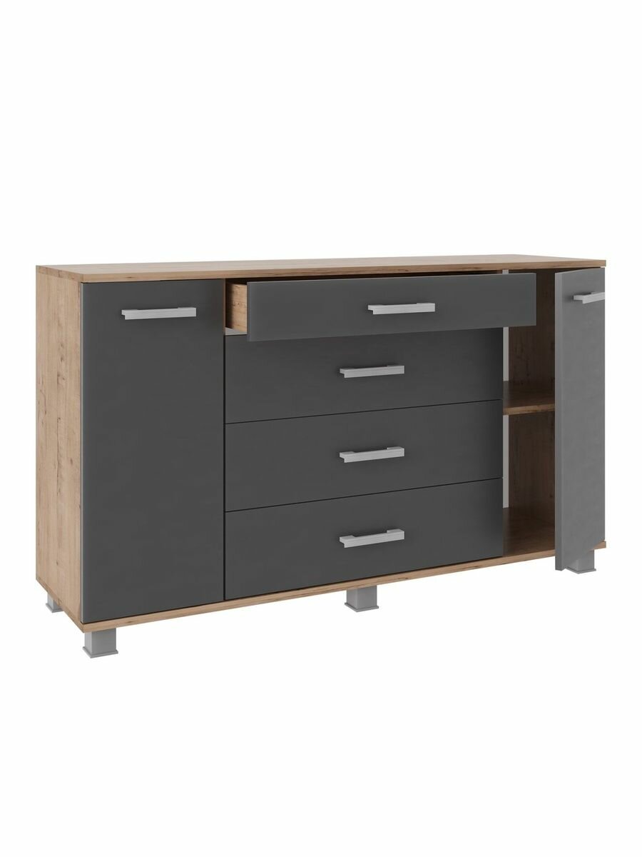 Комод Грация, ЛДСП, шариковые направляющие, 130 см x 75.2 см x 38 см — фото 1