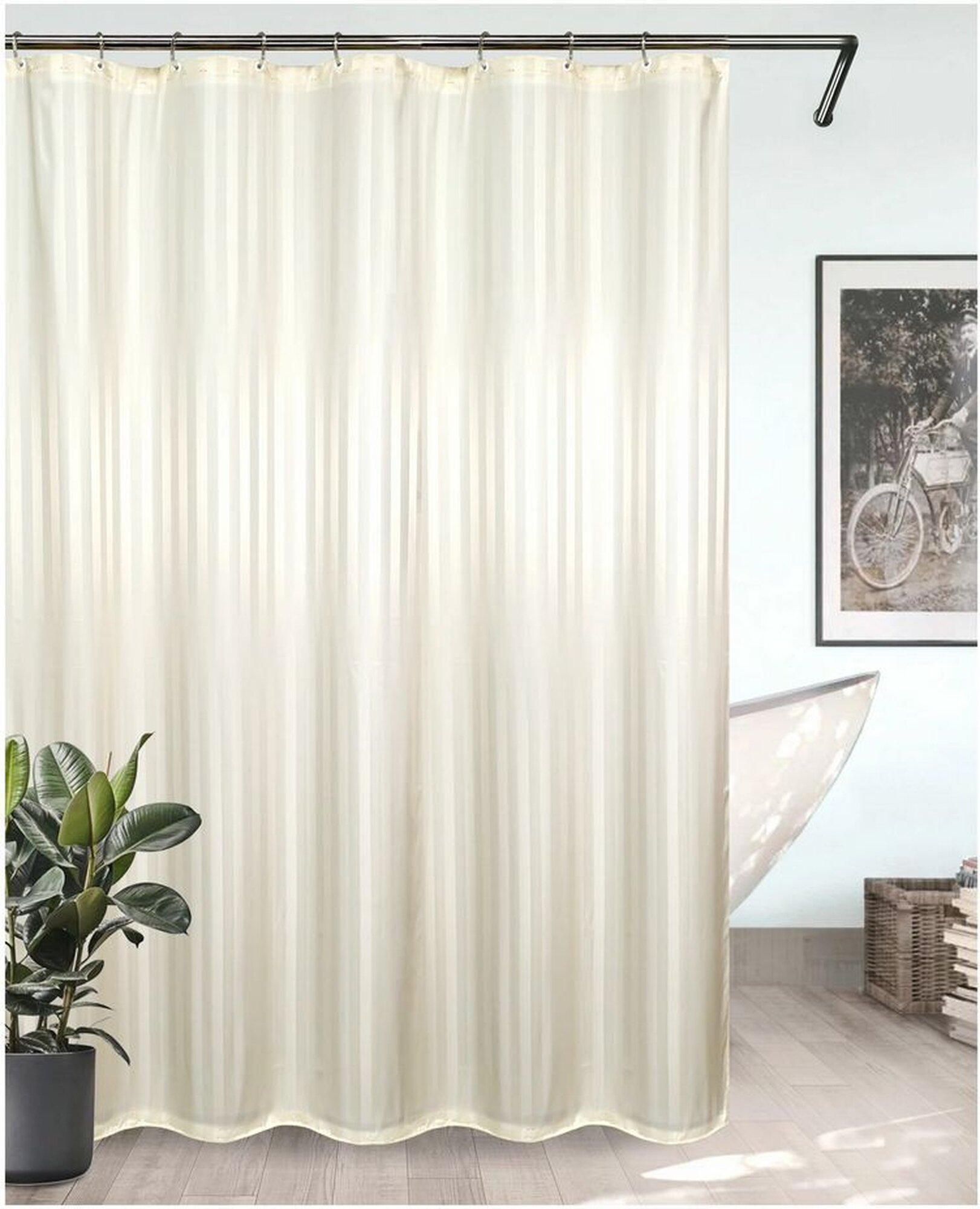 Штора для ванной BathPlus ST-005, полиэстер, бежевая, 240x200