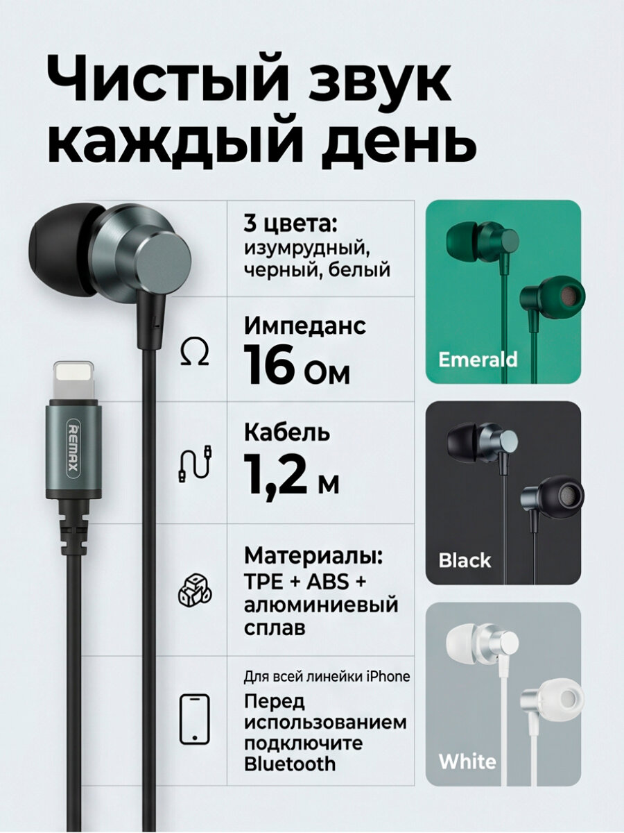 Наушники iPhone Lightning Remax RM-512i белый