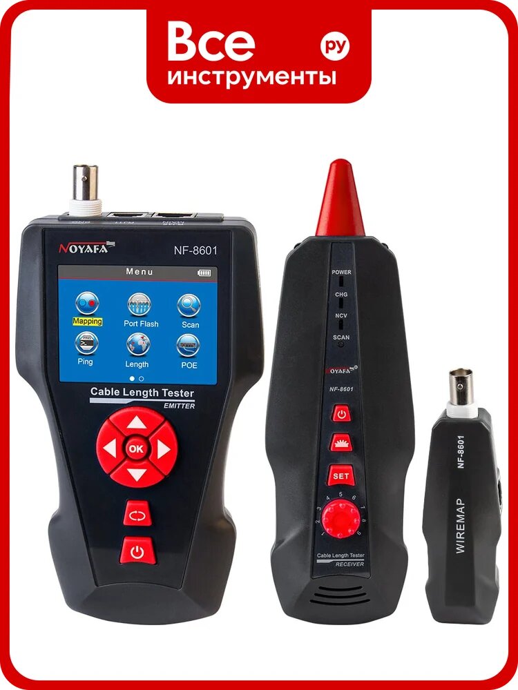 Многофункциональный кабельный тестер NOYAFA NF-8601 с прозвонкой и подсветкой дисплея, для коаксиальных кабелей