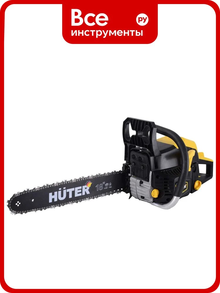 Бензопила Huter BS-6218 с двухтактным бензиновым двигателем, виброзащитой, бытовой класс для точного реза