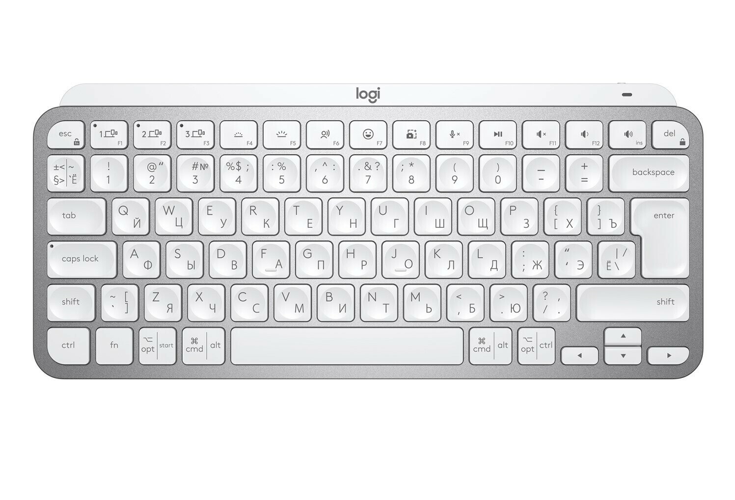 Logitech MX Keys Mini Беспроводная ножничная клавиатура, русская раскладка, светло-серая