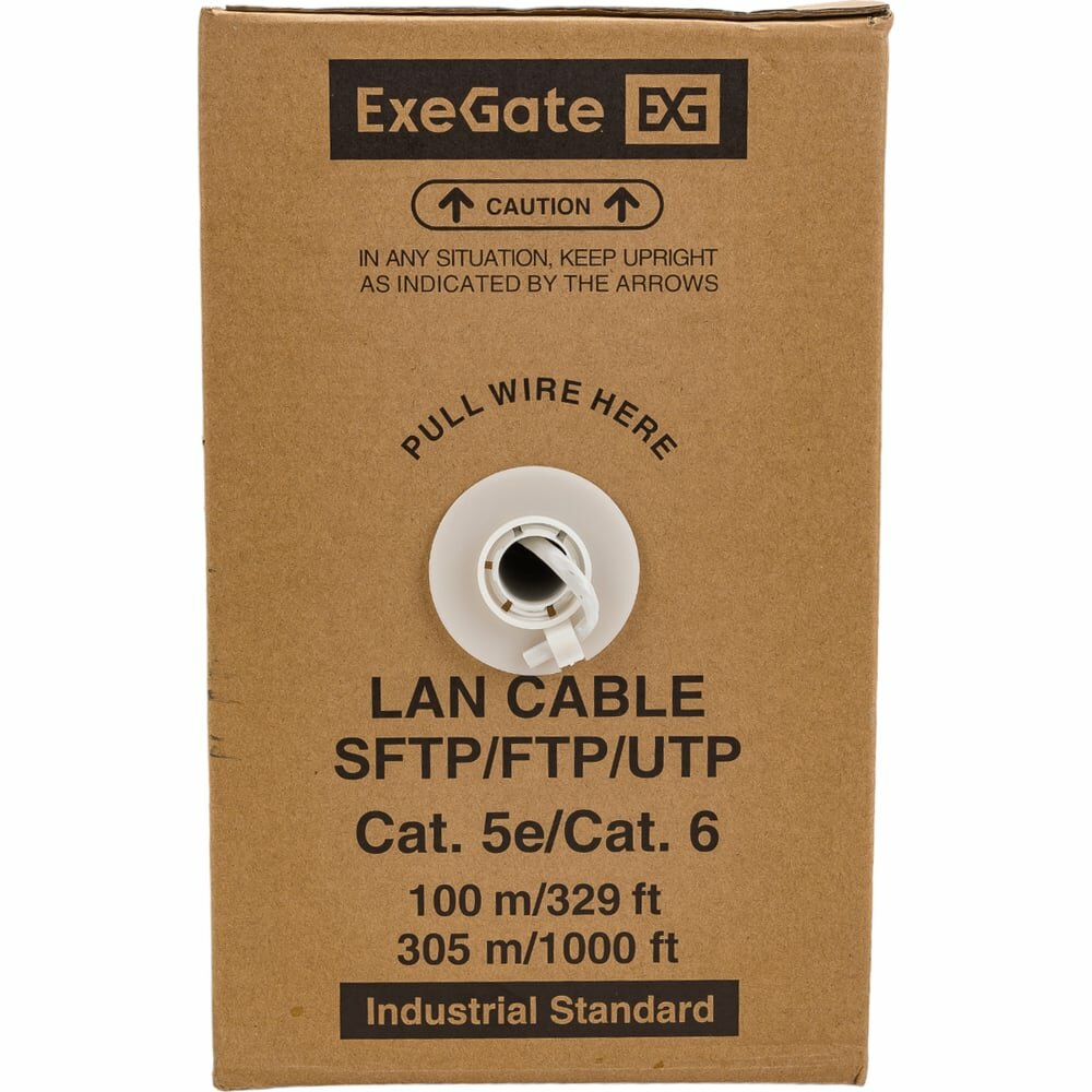 Кабель UTP ExeGate CU 4PR PREMIUM 25 AWG CAT5e 305м внутренний серый 281815 — фото 1