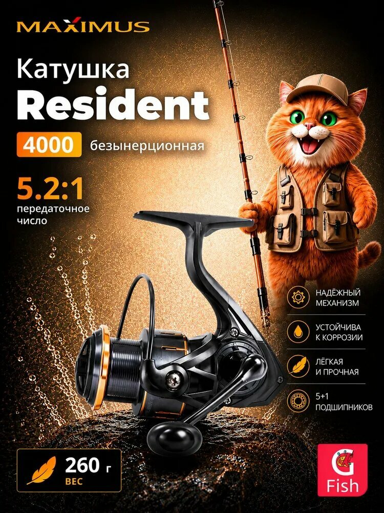 Катушка для спиннинга Maximus Resident 4000 5+1 подшипников безынерционная