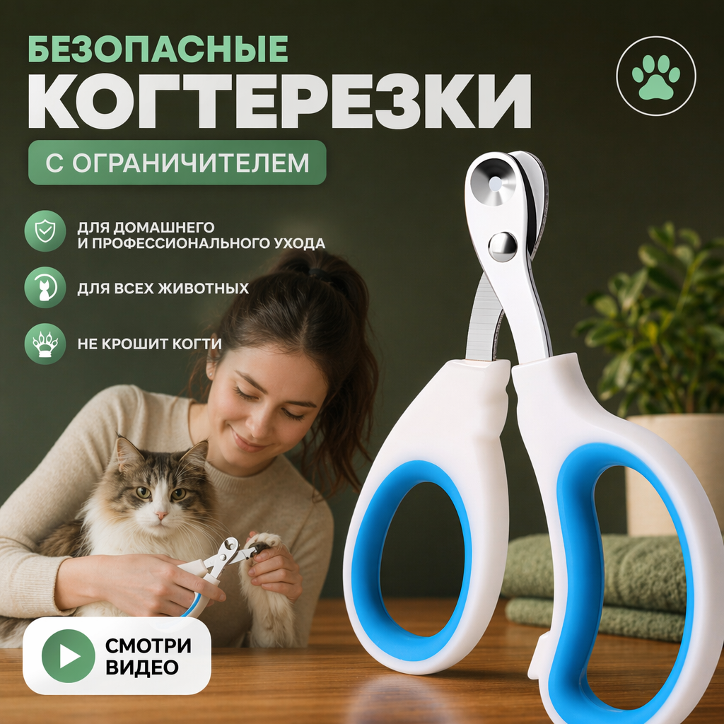 Когтерез для кошек и собак, безопасный, ограничитель безопасности, точный срез