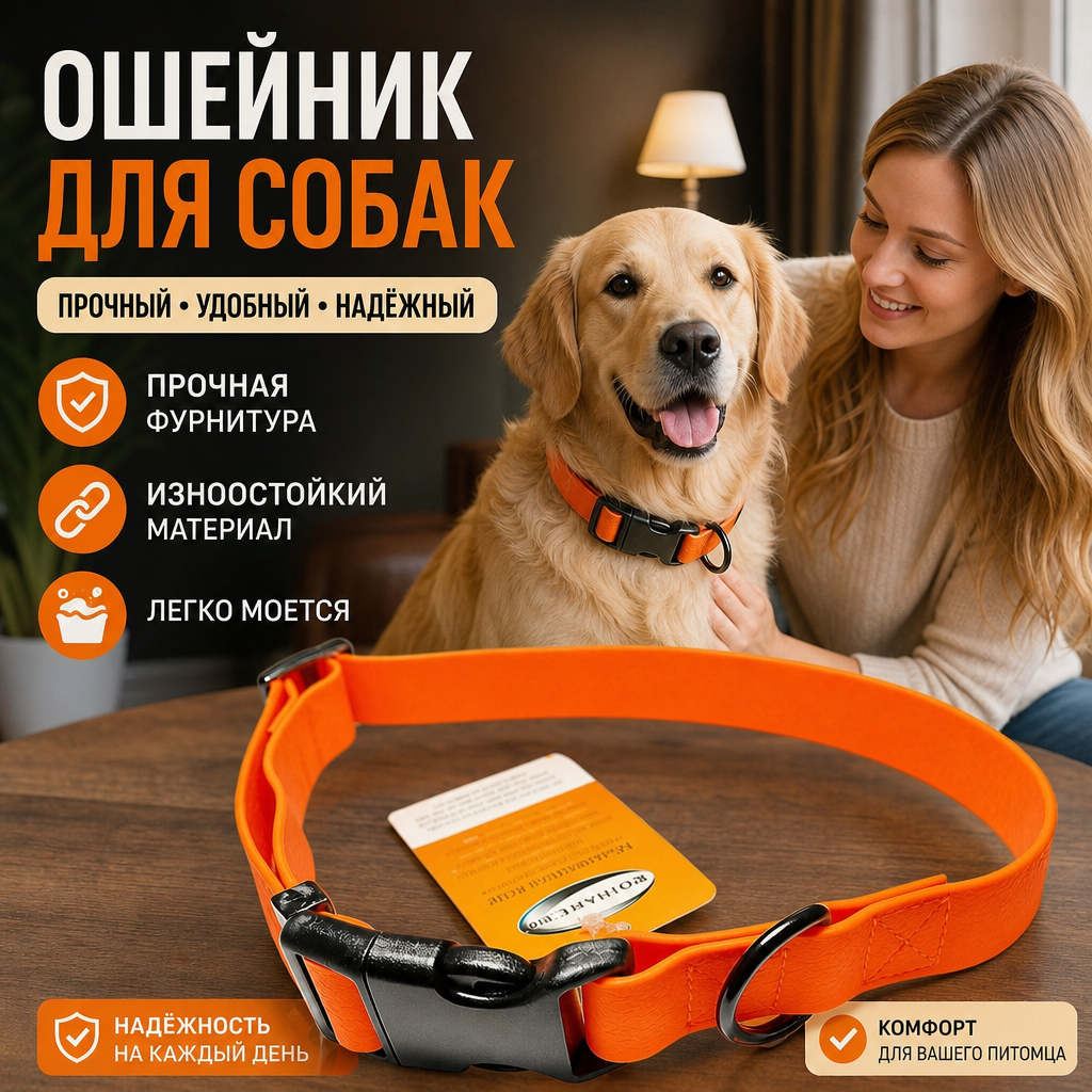 Регулируемый ошейник для собак, регулируемый, прочный, комфортный, эргономичный дизайн, для прогулок