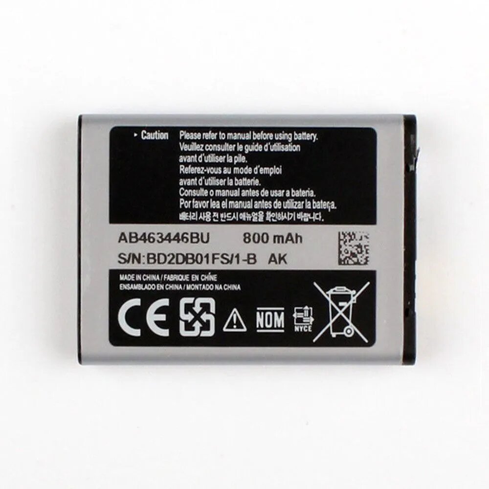 2шт Аккумулятор AB463446BU для Samsung SCH-B309 F309 S139 C408 X208 B189 800mAh