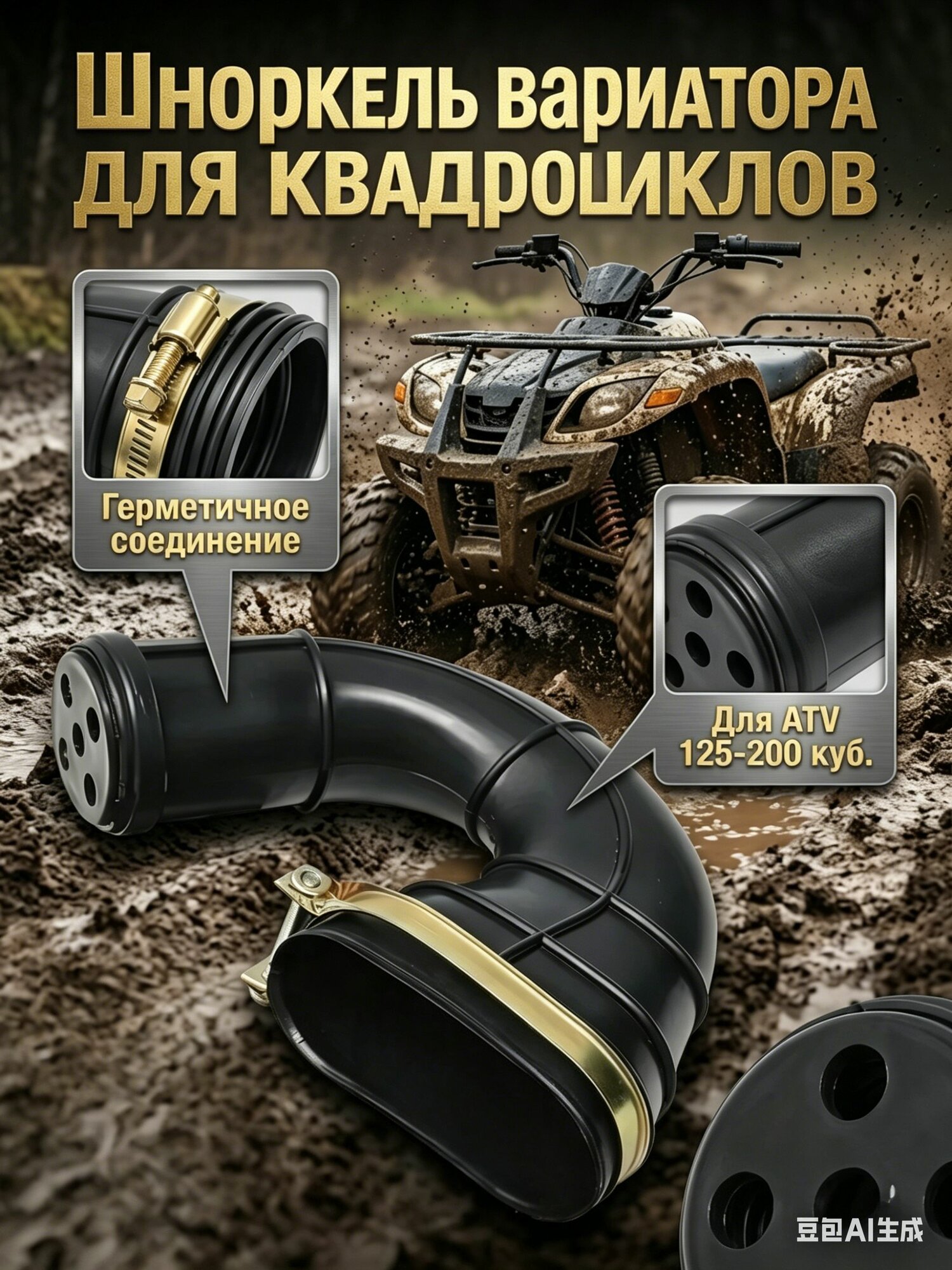 Шноркель вариатора для квадроциклов 125-200 куб. см надежная защита от воды и грязи для бездорожья