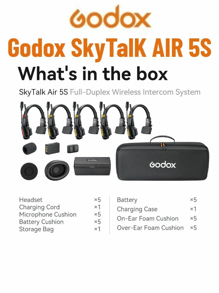 Godox SKYTALK AIR 5S Гарнитура для вызова, беспроводная портативная рация director, вызов 2.4G
