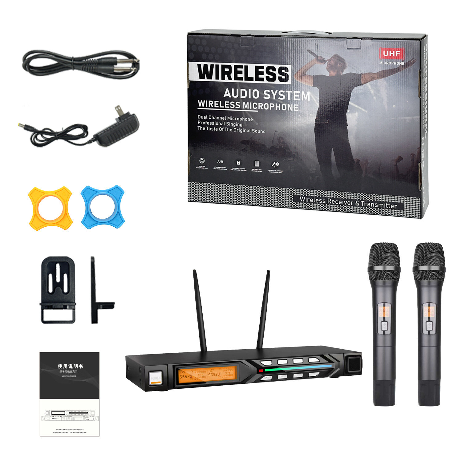 GAW-DR600 двухмикрофонная беспроводная микрофон с цифровым дисплеем для уличного домашнего использования в карате, цвет