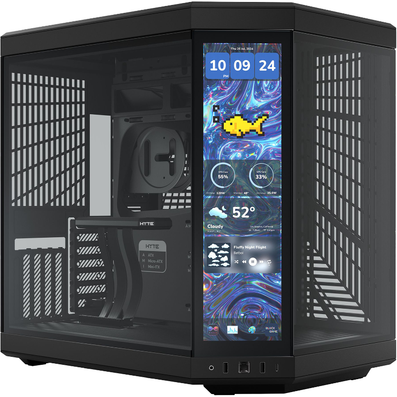 Корпус без блока Case HYTE Y70 Touch Infinite, Midi-Tower, TG, LCD, no fans, 2xUSB-A 3.2, 1xUSB Type-C, E-ATX, ATX, mATX, mITX Black CS-HYTE-Y70TTI-BB