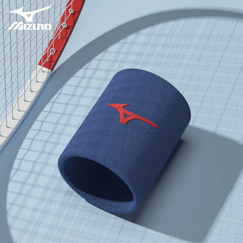 MIZUNO Глубокий синий одиночный комплект запястного браслета для баскетбола и бадминтона с влагоотводом