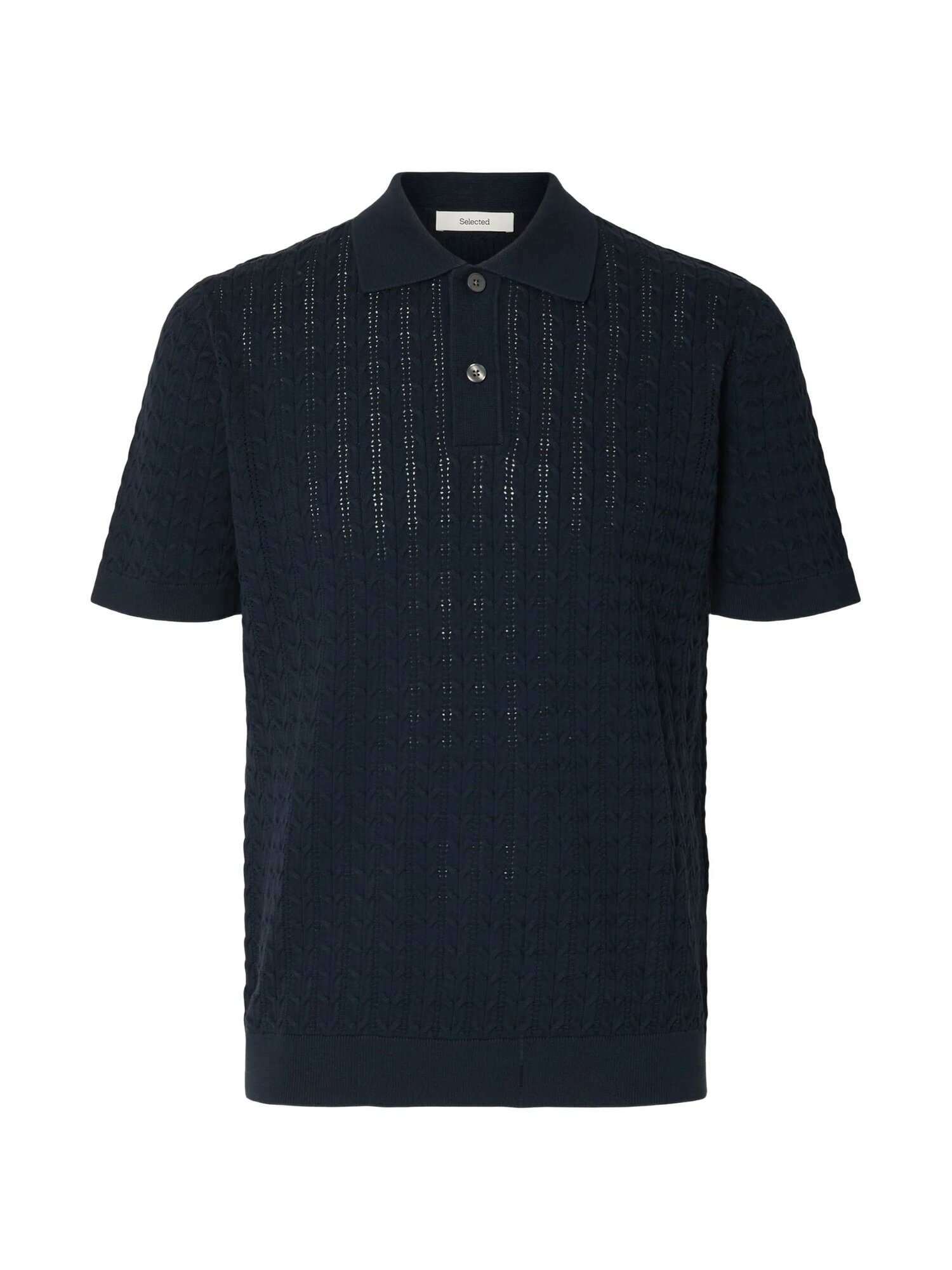 Рубашка SELECTED Cable-knit polo shirt