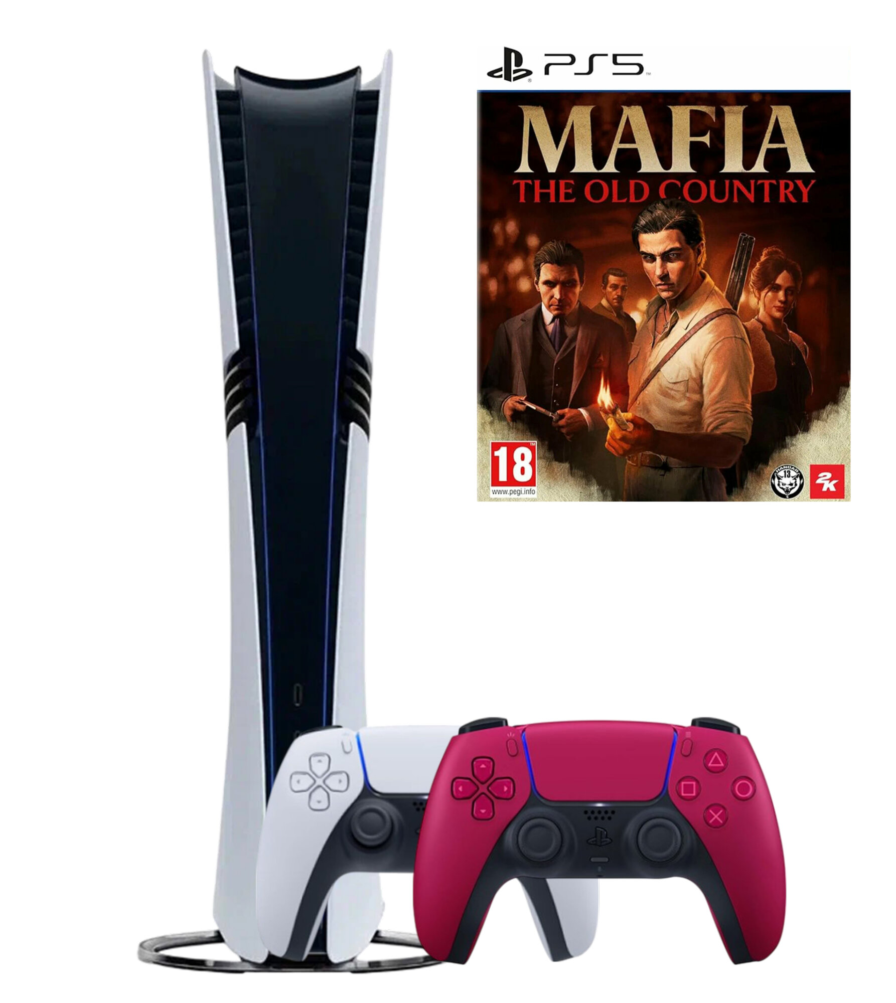 Игровая приставка PlayStation 5 Pro + 2й геймпад красный+ игра Mafia The Old Country