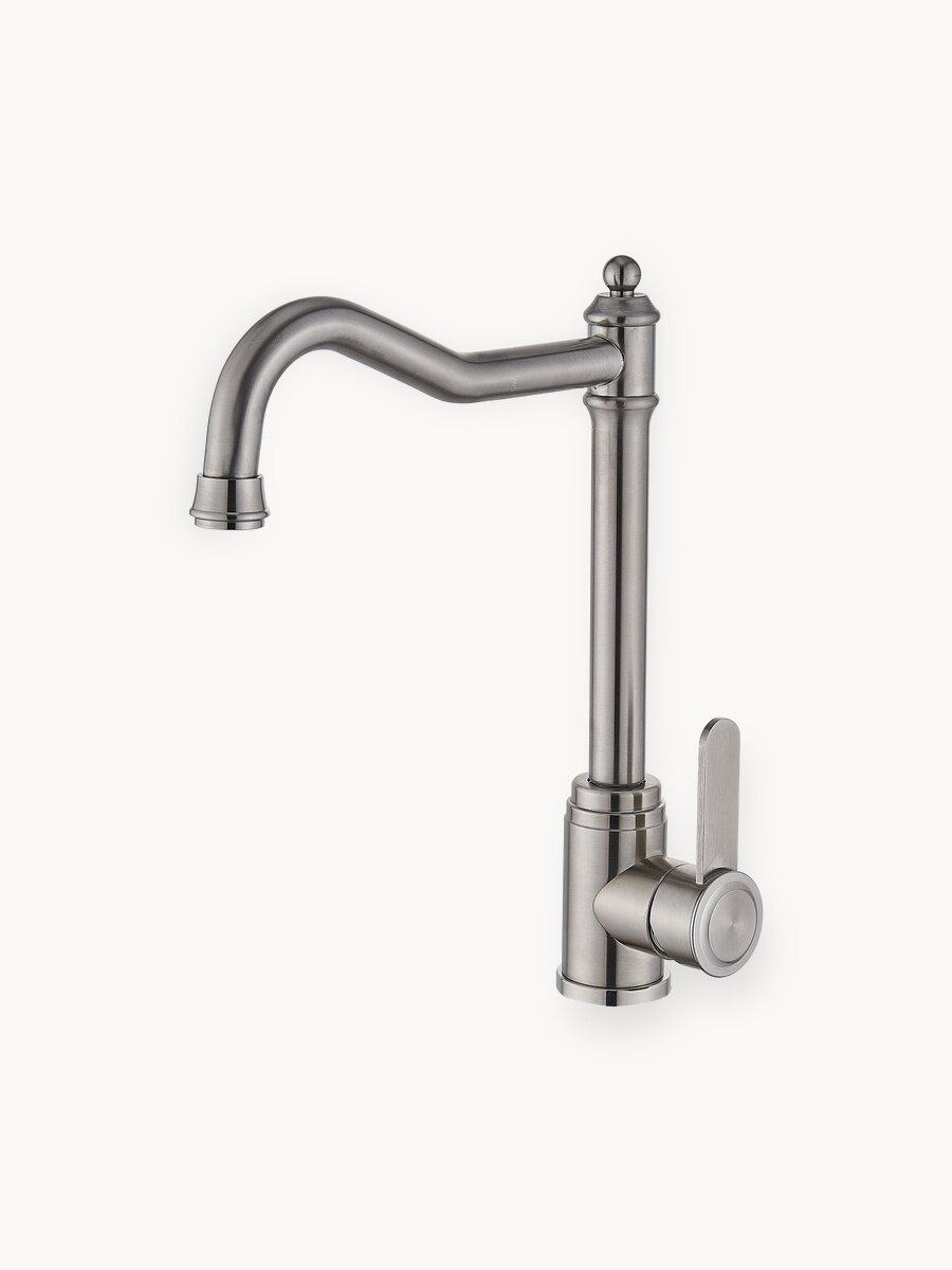 Смеситель на кухню Potato P43307S с высоким изливом, с высоким изливом, нержавеющая сталь
