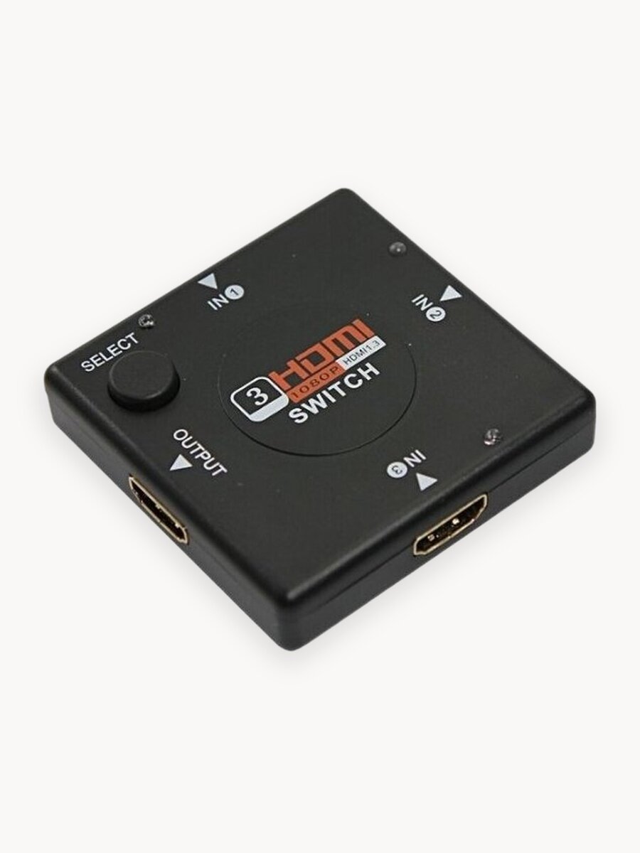 Переключатель HDMI - 3 гнезда HDMI, без питания, пластик