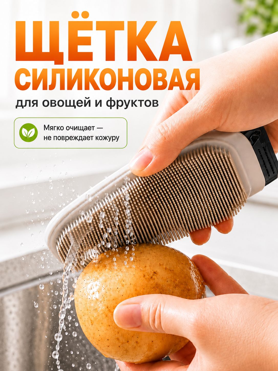 Силиконовая щетка для мытья овощей и фруктов, Силиконовая губка-скребок для мытья посуды 1 шт KIP-N001-105