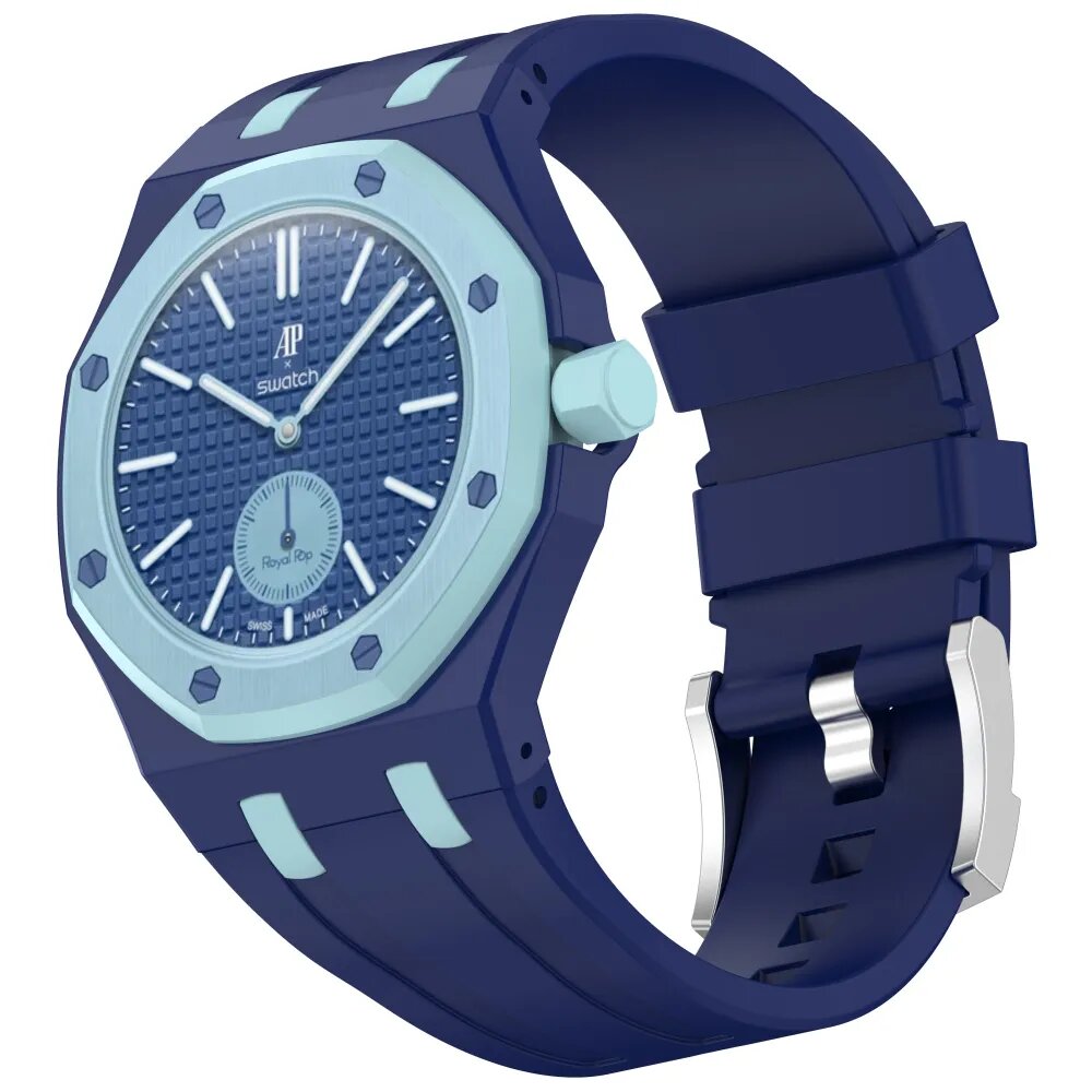Силиконовый ремешок для часов Swatch x AP Royal Pop(на 3 часов), с застежкой, легкий и гибкий, удобный в носке, в спортивном стиле, лаконичный и универсальный, доступен в различных цветах