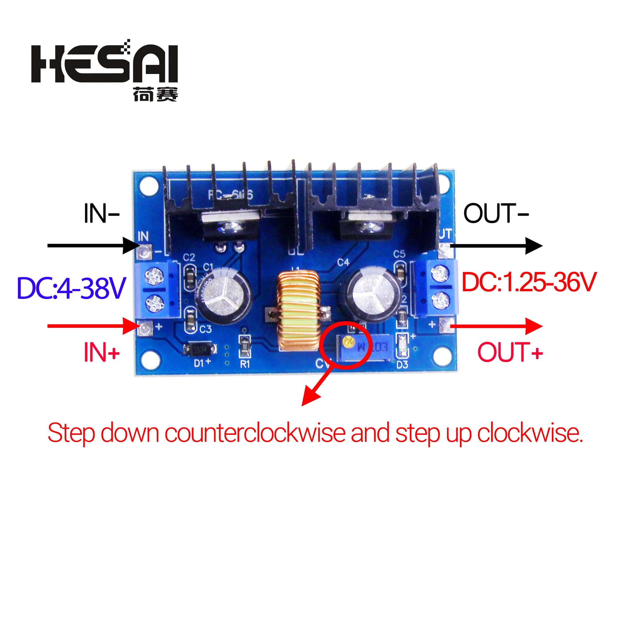 Регулятор напряжения HESAI XL4016E1 DC-DC 200W 8A