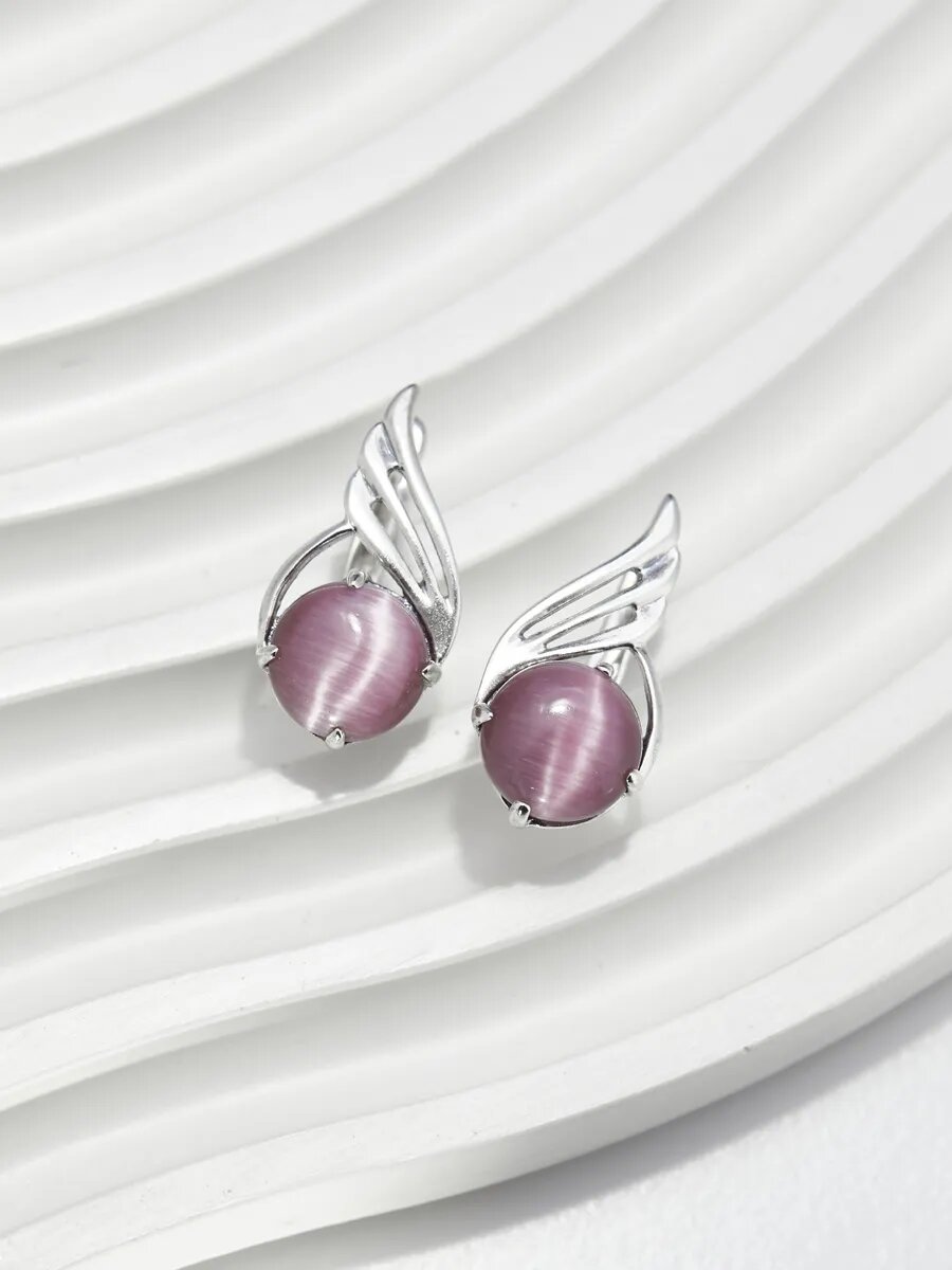 Серьги БРЮС, серебро, 925 проба, халцедон