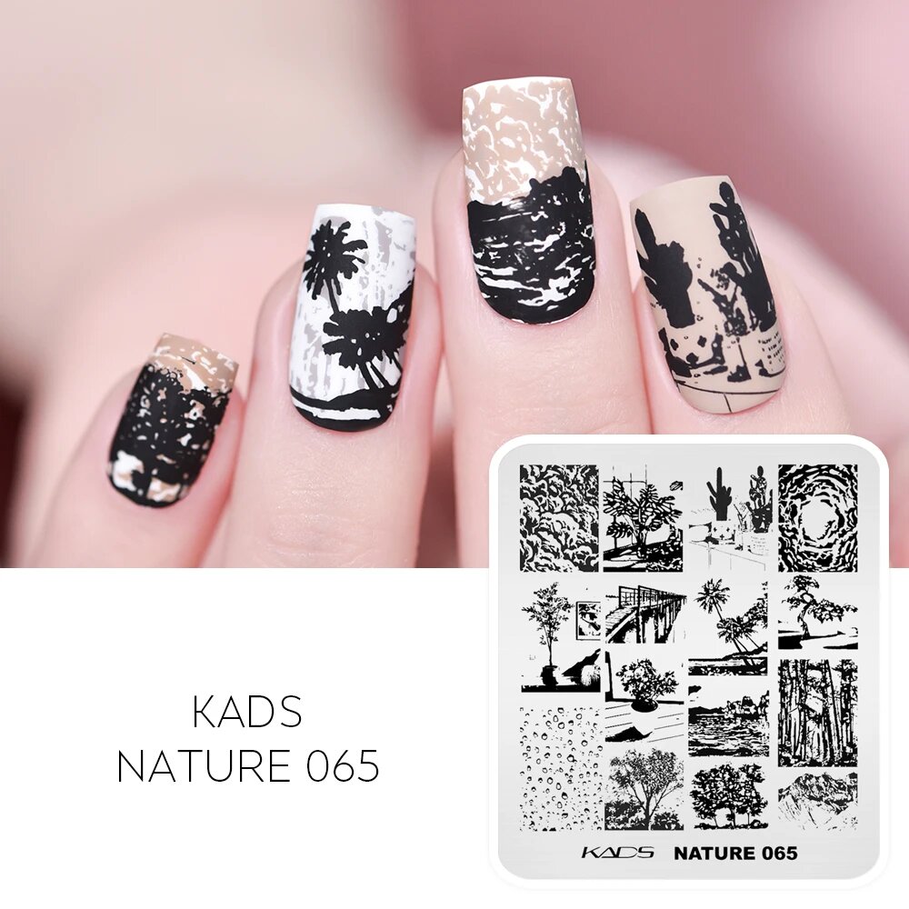 7*8cm Rectangle Nail Stamping Plates Nature Leaves Geometric Nail Art Stamp Templates Polish Printing Stencils Manicure Tools