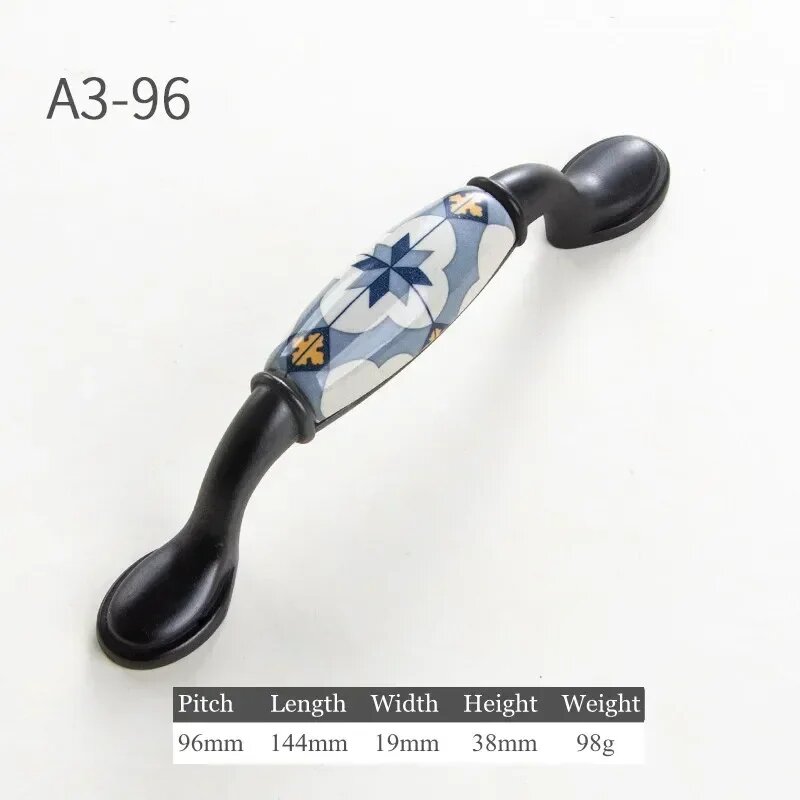Керамические ручки для шкафов Blue Flower 96/128 мм A3-96