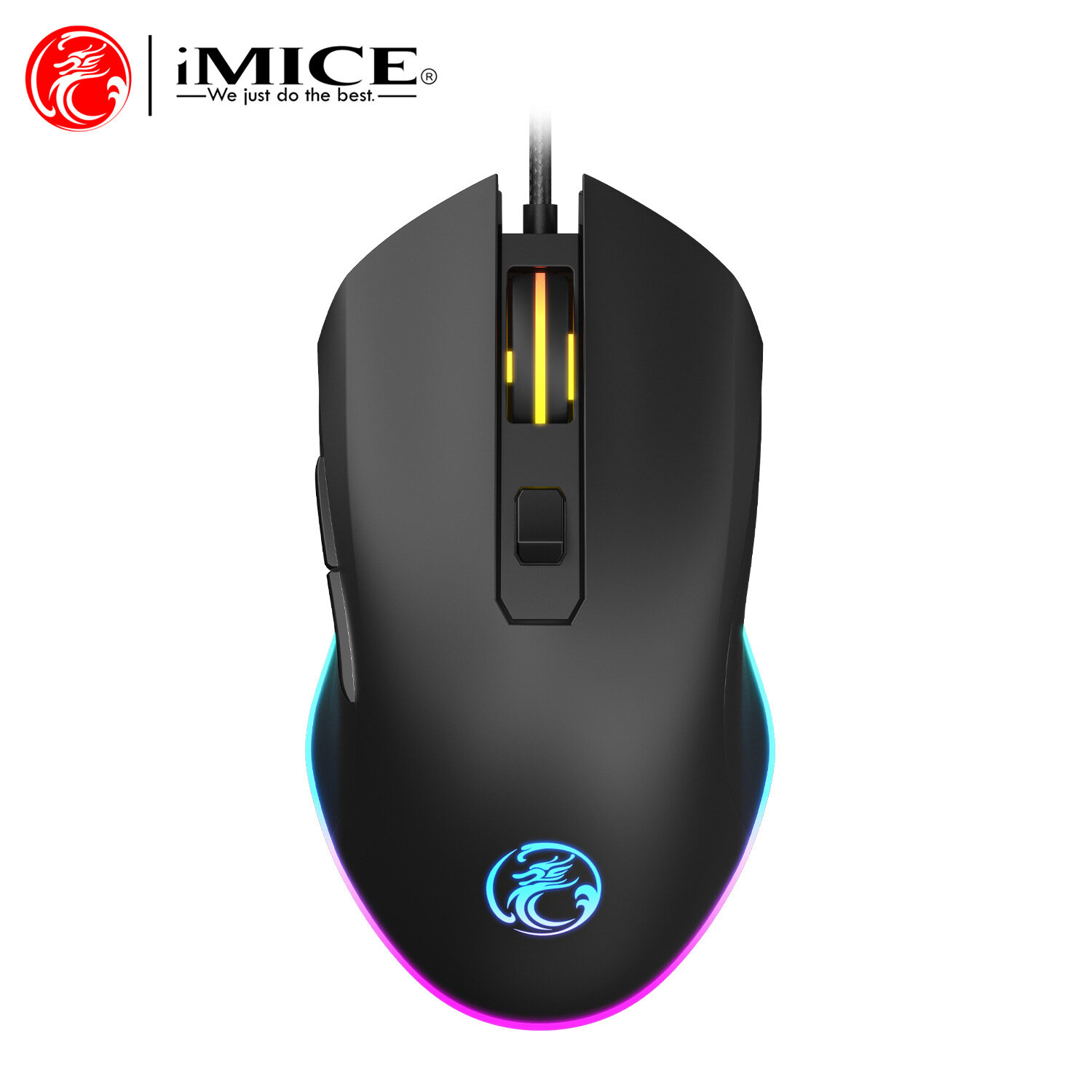 Игровая проводная мышь IMICE A5 черная RGB 7 кнопок в электронной упаковке для ПК и ноутбука