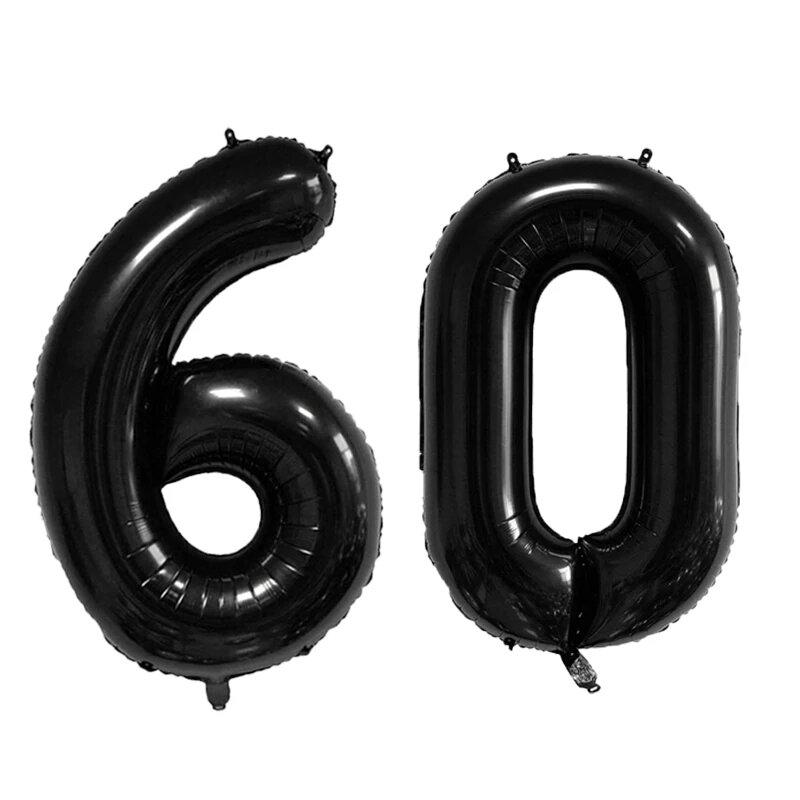 Черные шары цифры "60" 40 дюймов (2 шт.)