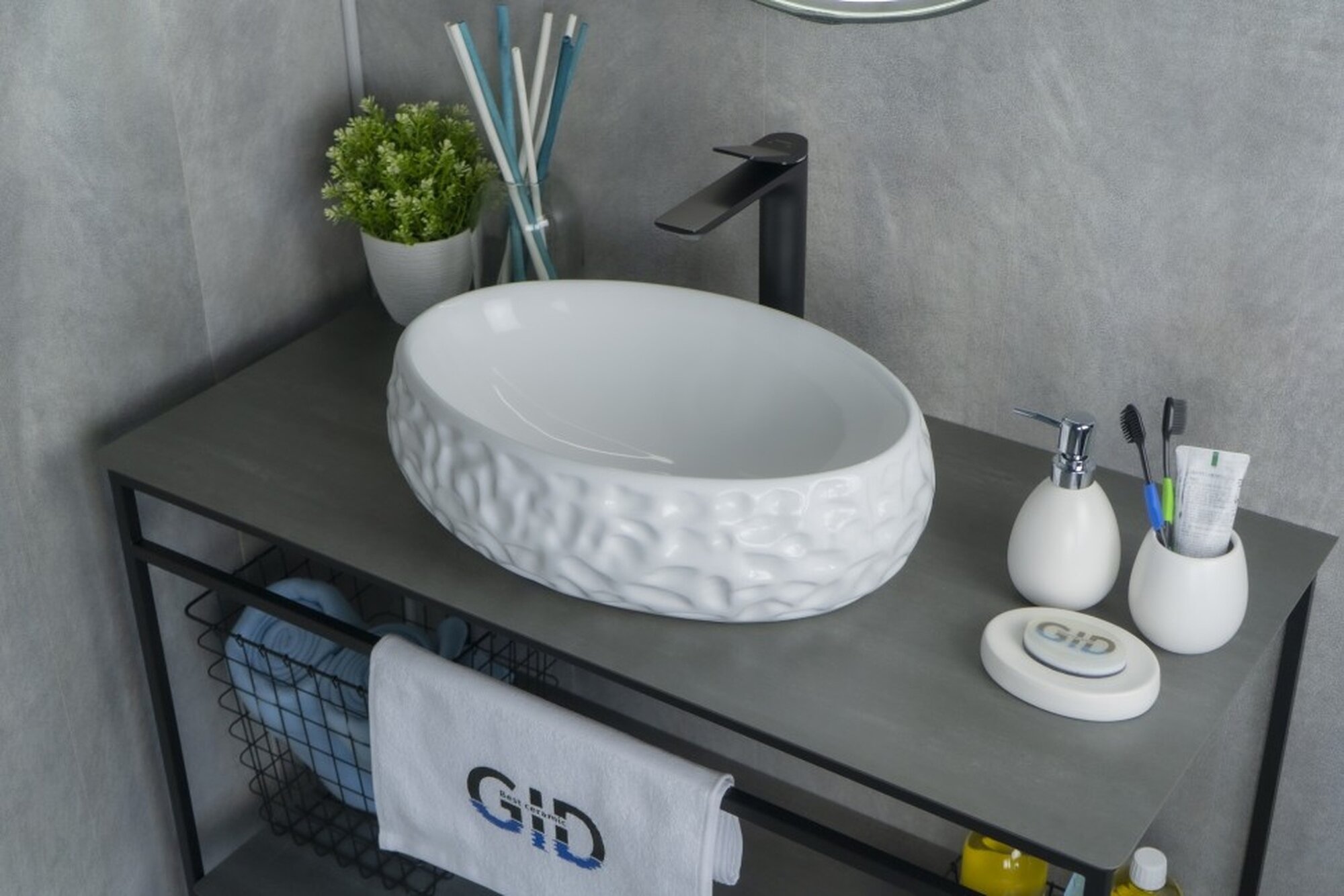 Раковина Gid 9030wf 51187, для ванной, накладная, цвет белый, 48x34x15
