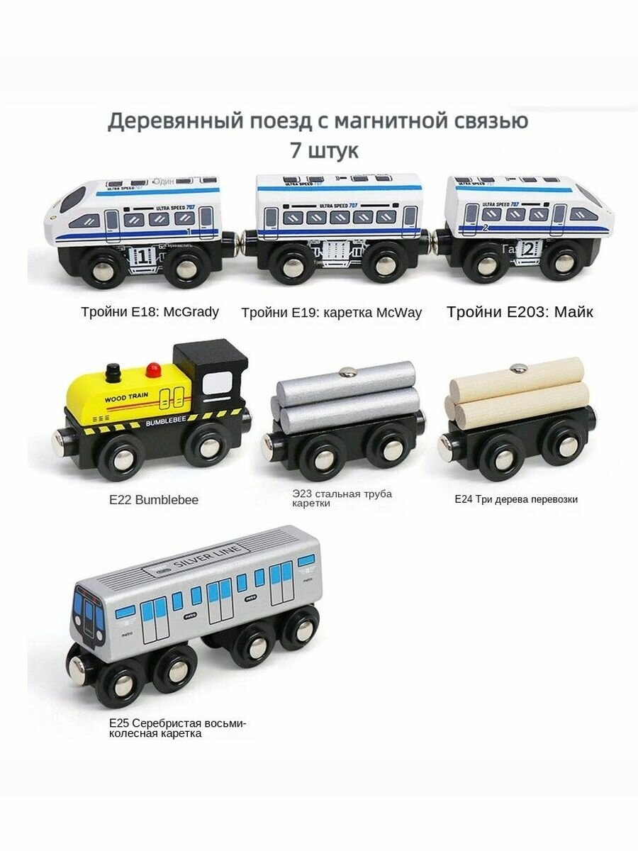 Набор паровозиков из мультфильма "Томас и его друзья" Деревянный поезд Магнитное соединение игрушечная трасса