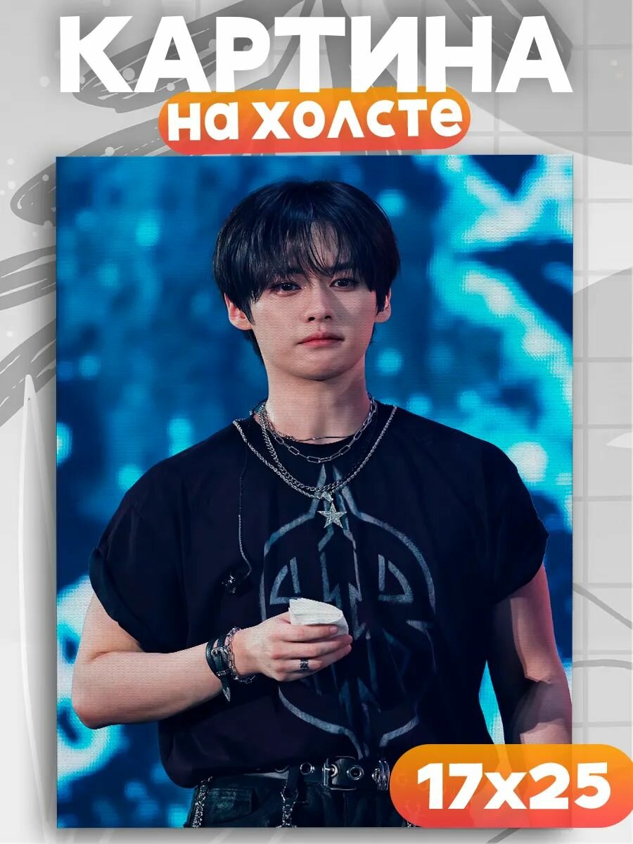 Картина на стену Ли Минхо Stray kids кпоп, на подрамнике, 1шт, 25х17 размер.