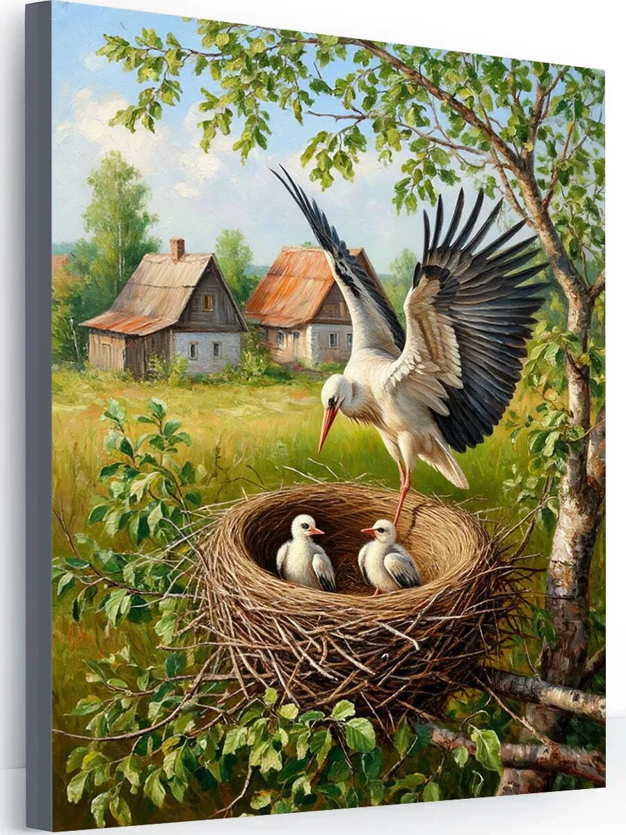 Картина на стену для интерьера аист 40x50