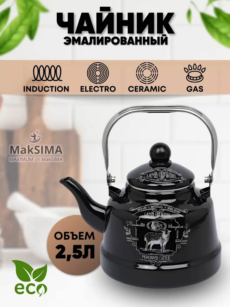 Чайник эмалированный для газовой плиты, индукция
