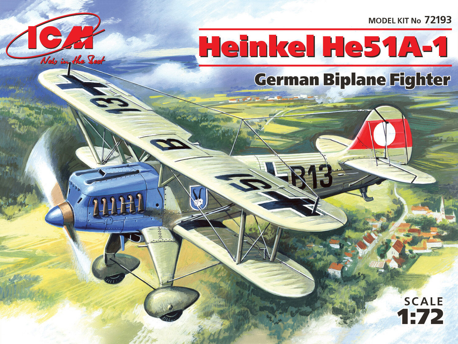 Сборная модель ICM 1/72 Германский истребитель-биплан Хейнкель He-51 A-1