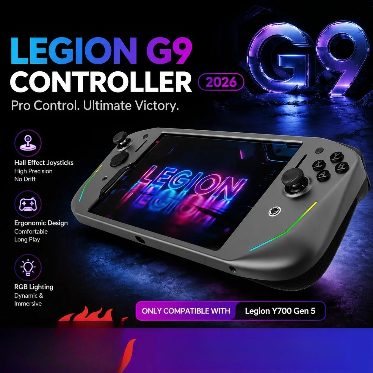 Lenovo legion G9 2026 геймпад Y7005Th с регулируемым световым эффектом RGB Type-C