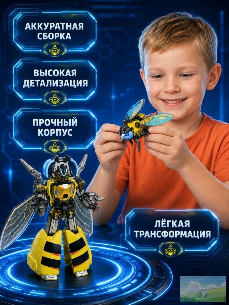 Робот-пчела变形机器人 2в1, пчела - металлические элементы, 2 формы, лёгкая трансформация, для детей — фото 1
