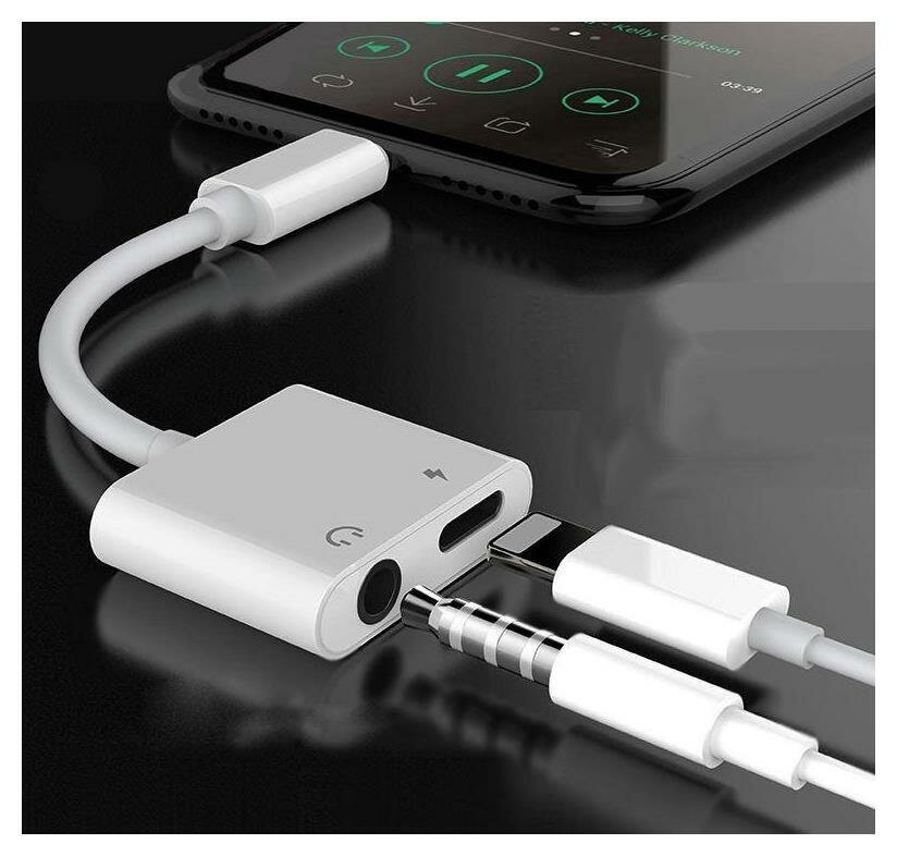 IPhone штекер - Аудио 3,5 гнездо + iPhone гнездо Переходник (на наушники для AUX+зарядка сразу)