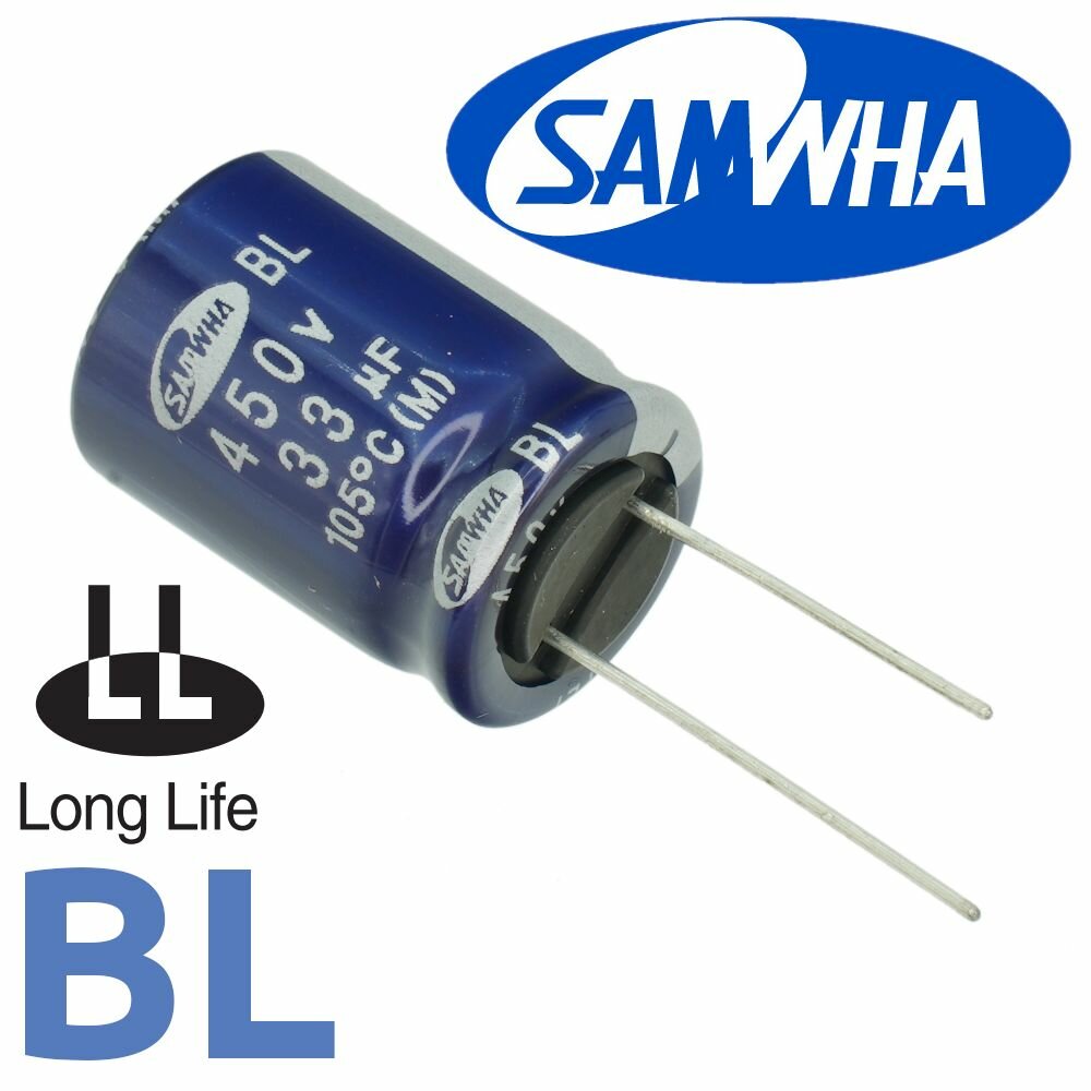 33мкФ 450В / BL / 18x25 / 105 С / конденсатор электролитический (3шт)