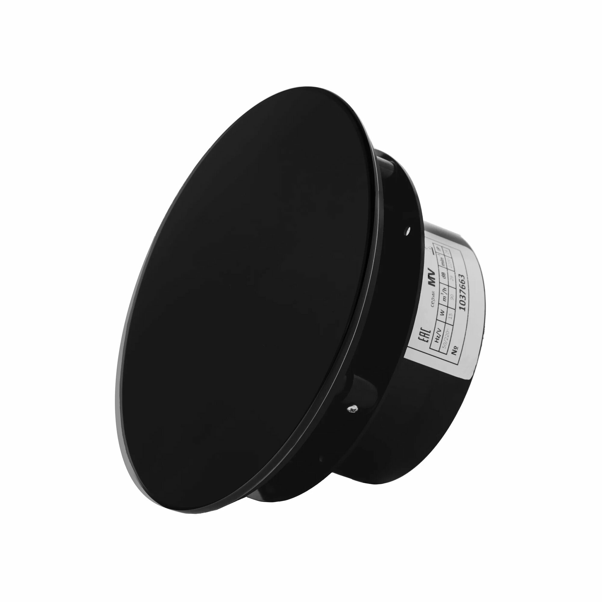 Вытяжной тонкий вентилятор SlimVent МV 100 стекло круг черный матовый