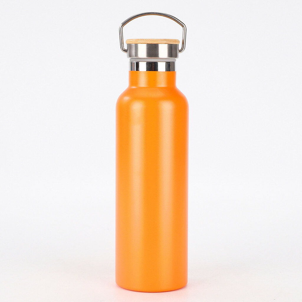 Stylish 304 stainless steel insulated drink bottle with handle for camping and running, coral 500ml